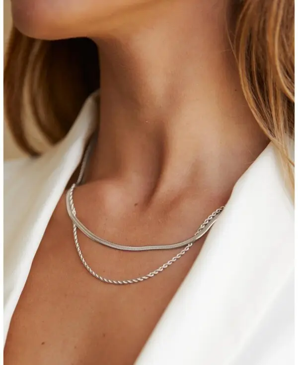 ATOLEA Ios Layered Necklace - Silver