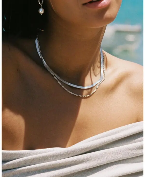 ATOLEA Ios Layered Necklace - Silver