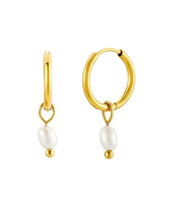 ATOLEA Pearl Huggie Hoops Earrings