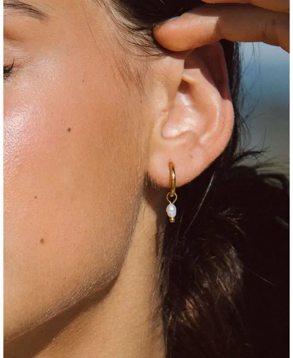 ATOLEA Pearl Huggie Hoops Earrings
