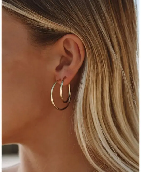 ATOLEA Thin Large Hoop Earrings - Gold