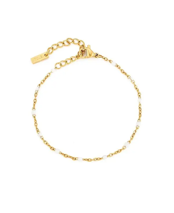ATOLEA White Beaded Anklet - Gold