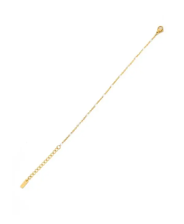 ATOLEA White Beaded Anklet - Gold