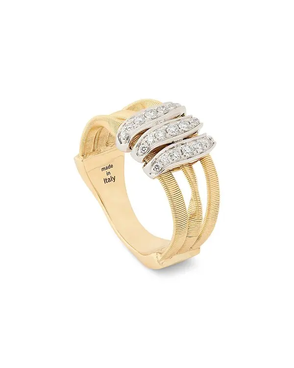 Marco Bicego 18k White & Yellow Marrakech Diamond Three Row Ring, 0.213 Tcw - Gold