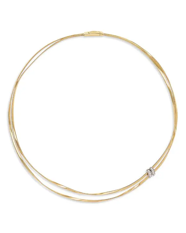 Marco Bicego 18k White & Yellow Marrakech Diamond Double Strand Collar Necklace, 0.086 Tcw - Gold