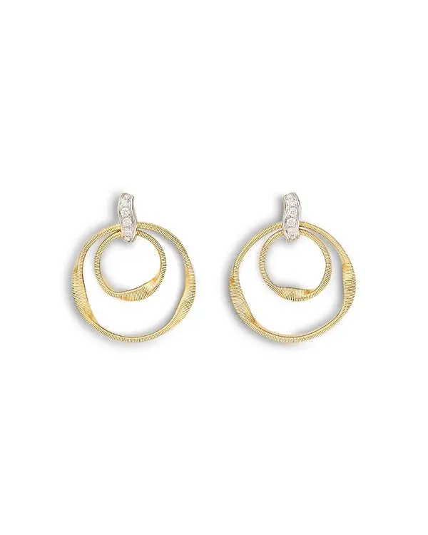 Marco Bicego 18k White & Yellow Marrakech Diamond Double Circle Drop Earrings, 0.086 Tcw - Gold