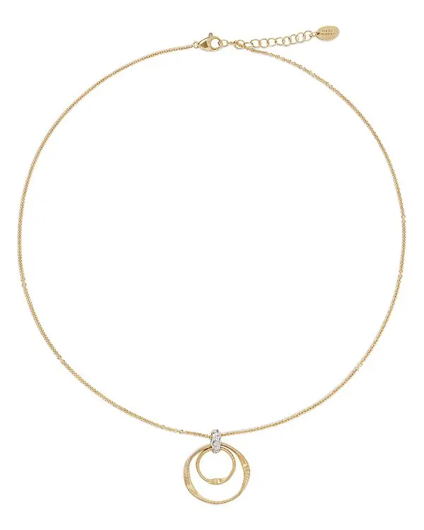 Marco Bicego 18k White & Yellow Marrakech Diamond Double Circle Pendant Necklace, 0.043 Tcw - Gold