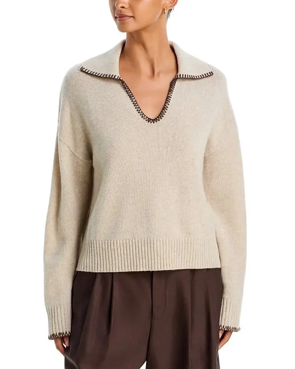Bella Dahl Wool & Cashmere Contrast Trim Sweater - Chalet