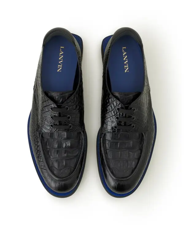 LANVIN Derby Shoes In Crocodile-embossed Leather