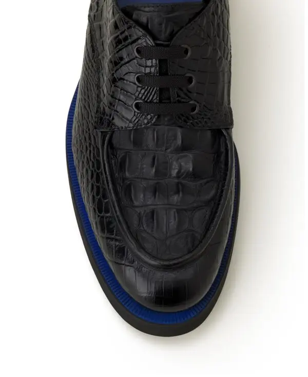 LANVIN Derby Shoes In Crocodile-embossed Leather