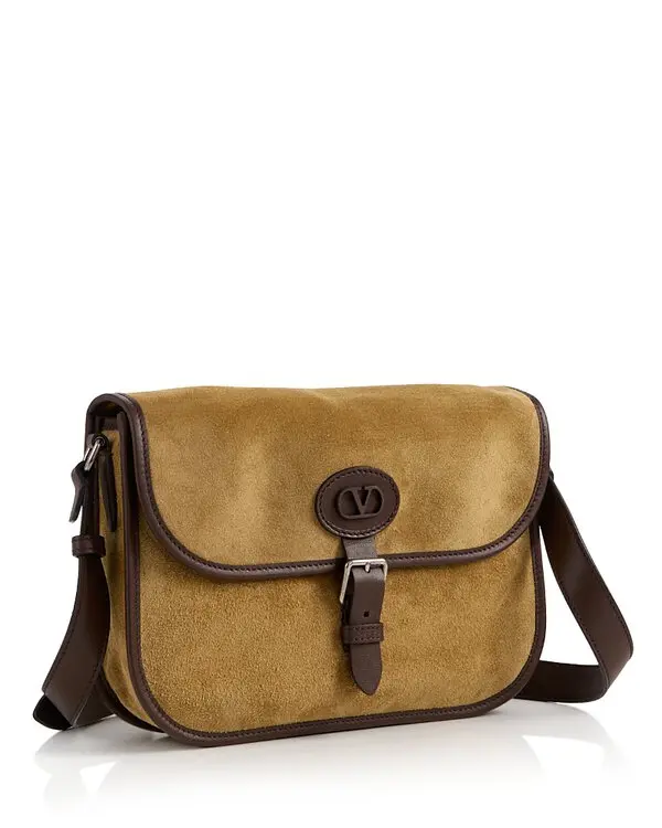 Valentino Garavani Suede & Leather Crossbody Bag - Beige