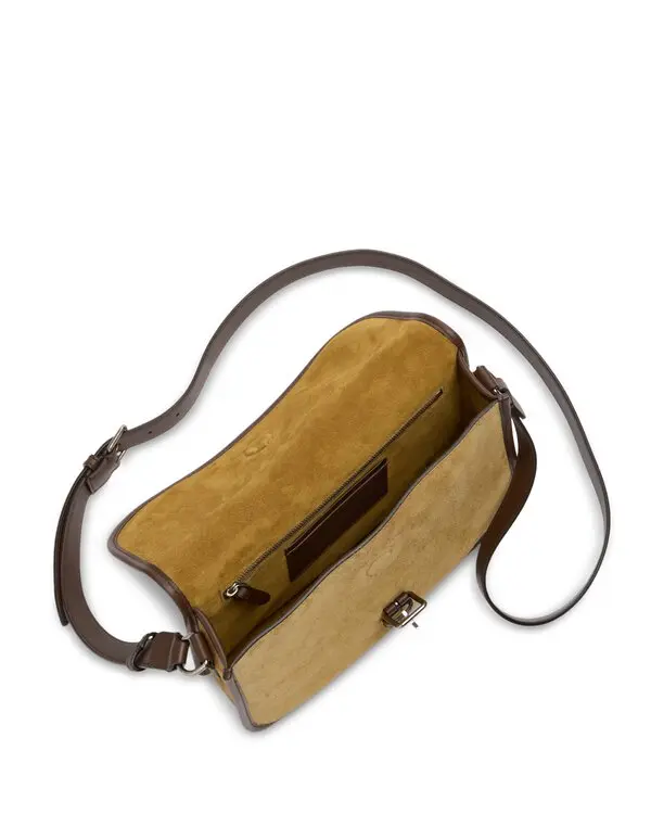 Valentino Garavani Suede & Leather Crossbody Bag - Beige