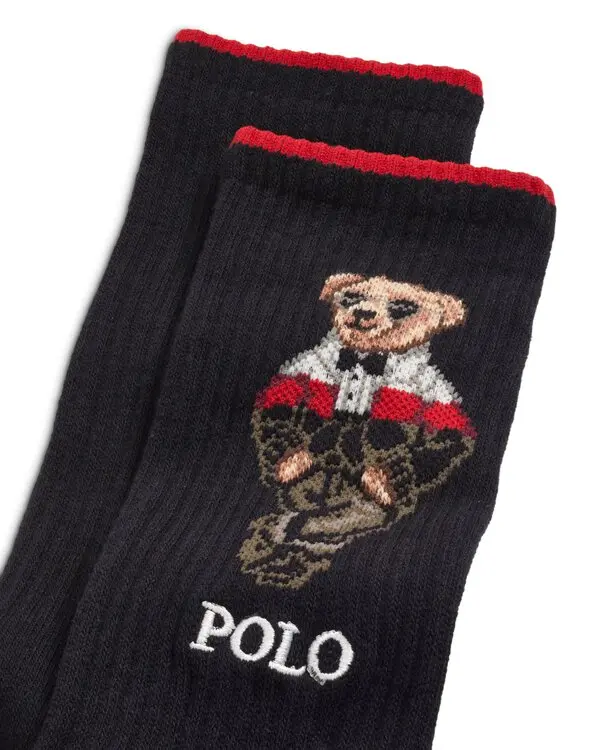 Polo Ralph Lauren Holiday Bear Crew Socks, Pack Of 6 - Red Multi