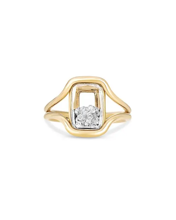 Moritz Glik 18k Yellow Diamond Kaleidoscope Shaker Cushion Statement Ring, 0.39 Tcw - Gold