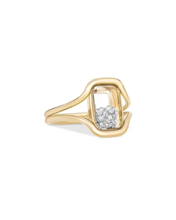 Moritz Glik 18k Yellow Diamond Kaleidoscope Shaker Cushion Statement Ring, 0.39 Tcw