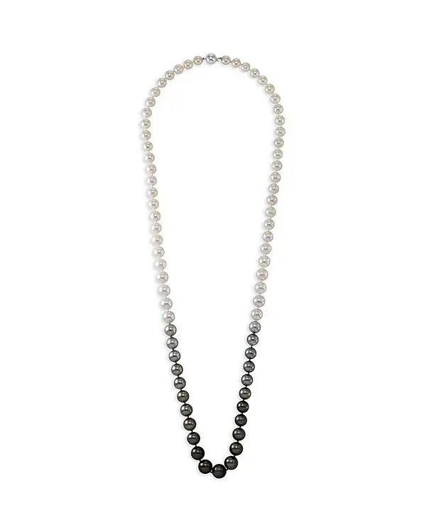 JORGE ADELER 14k White Gold Sea Tahitian & White South Sea Natural Ombre Strand Necklace, 36 - Pearl