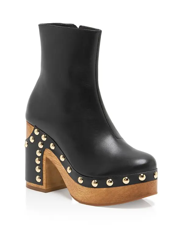 Free People Grayson Leather Clog Boots - Black Leather