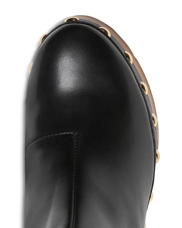 Free People Grayson Leather Clog Boots - Black Leather