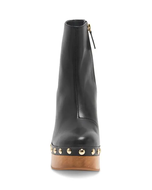 Free People Grayson Leather Clog Boots - Black Leather