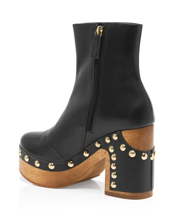 Free People Grayson Leather Clog Boots - Black Leather