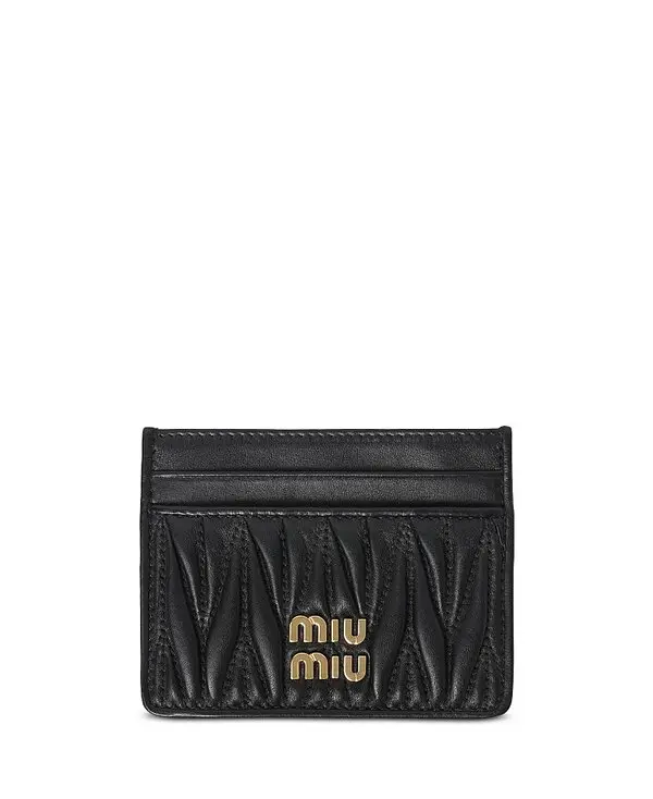 Miu Miu Matelasse Nappa Leather Card Holder - Black