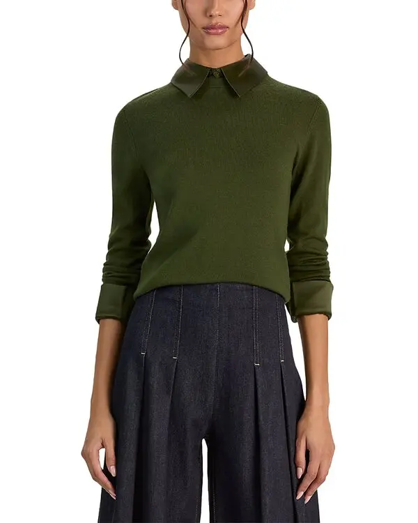 Alice + Olivia Porla Wool Stretch Collared Sweater