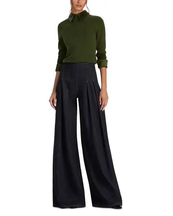 Alice + Olivia Porla Wool Stretch Collared Sweater