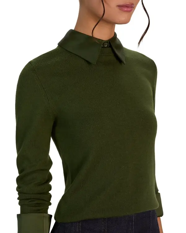 Alice + Olivia Porla Wool Stretch Collared Sweater