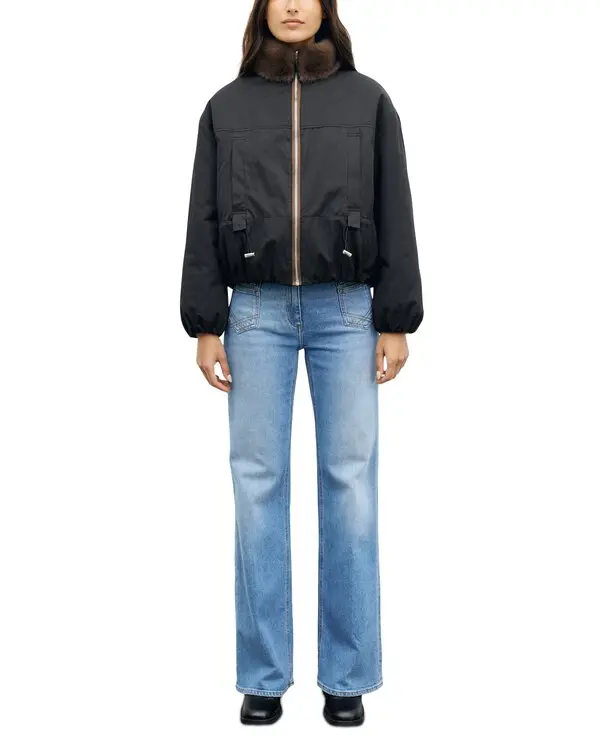 Gerard Darel Aurora Faux Fur Trim Jacket