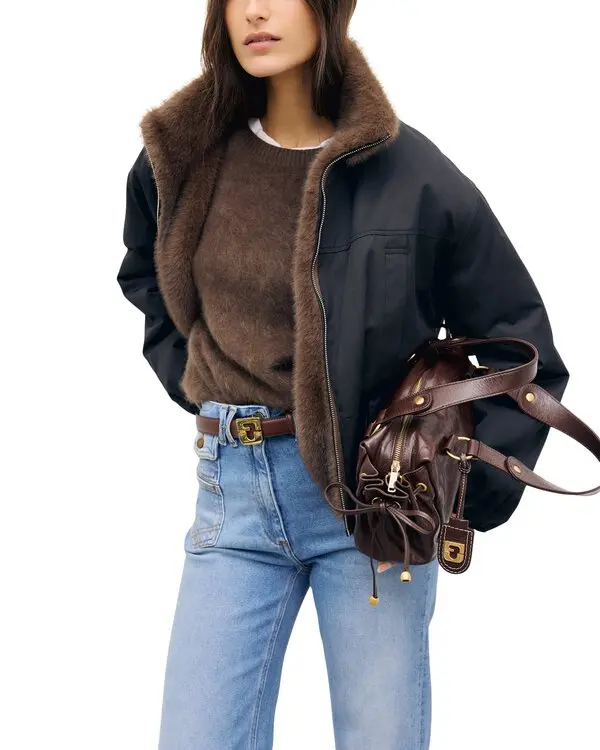 Gerard Darel Aurora Faux Fur Trim Jacket