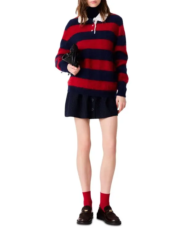 Maje Muffly Wool Blend Collared Sweater