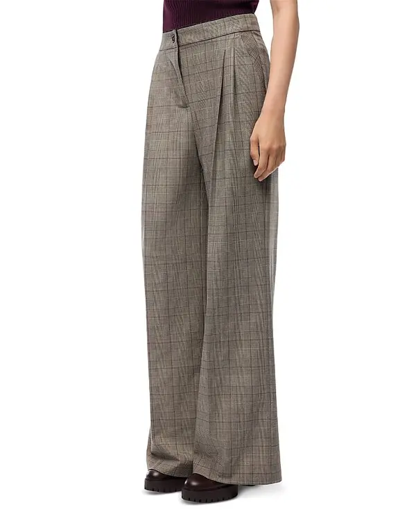Pinko Plumeria Pleated Wide Leg Pants