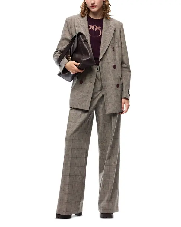 Pinko Plumeria Pleated Wide Leg Pants
