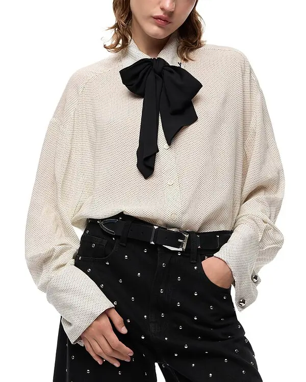 Pinko Colchico Scarf Neck Long Sleeve Blouse