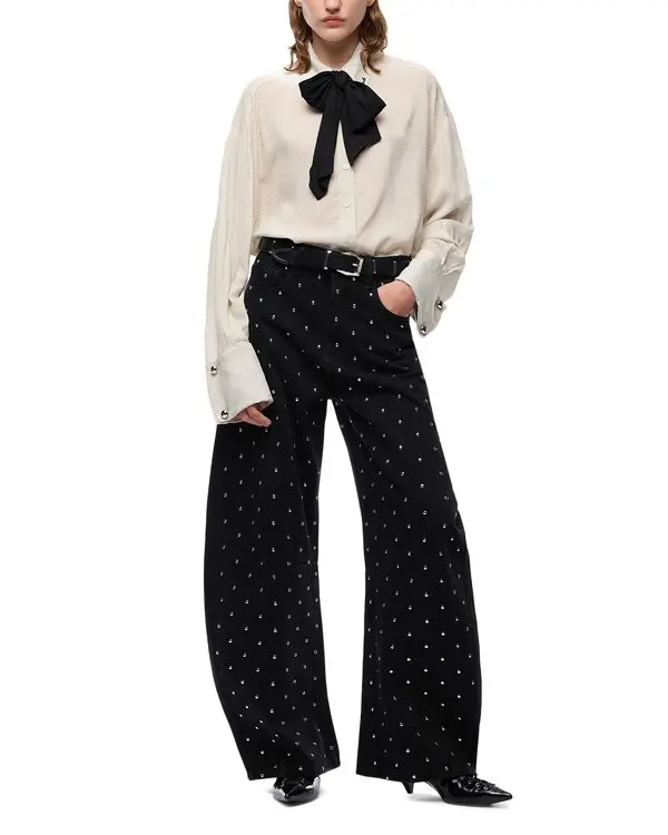 Pinko Colchico Scarf Neck Long Sleeve Blouse