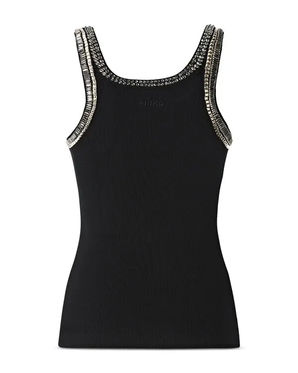 Pinko Coriandoli Cotton Stretch Embellished Tank Top