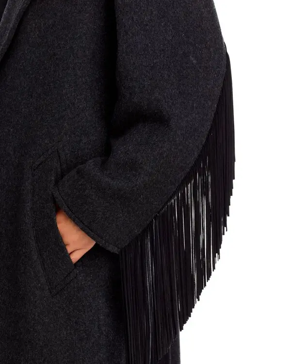 FRAME The Fringe Trim Rodeo Coat - Charcoal