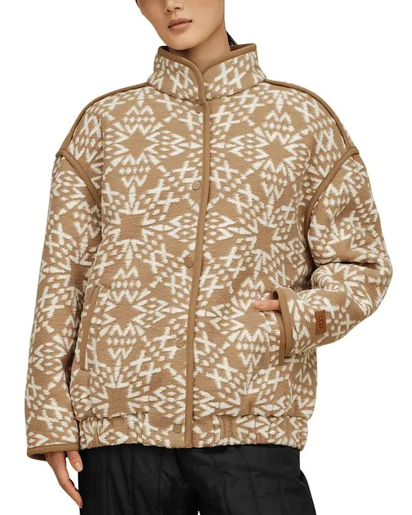 UGG Bright Snap Front Sherpa Fleece Jacket - Sand