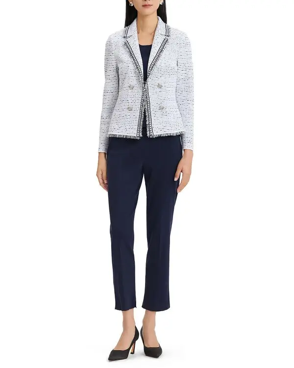 Ming Wang Heritage Eyelash Trim Lapel Collar Knit Jacket