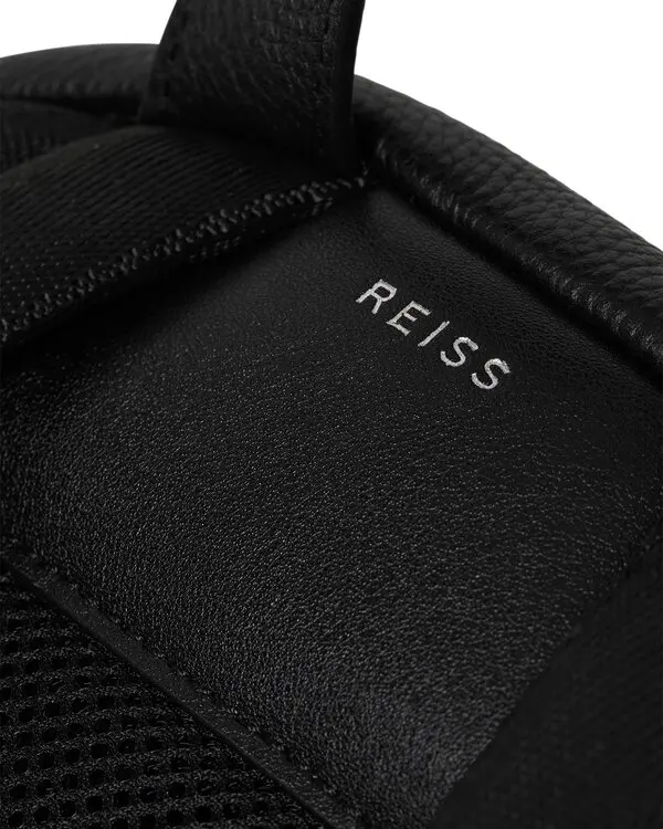 REISS Drew Leather Backpack - Black