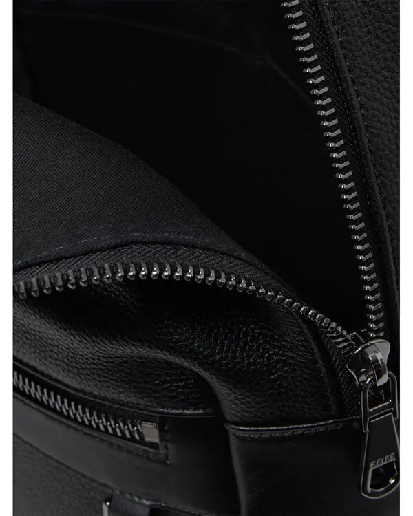 REISS Drew Leather Backpack - Black