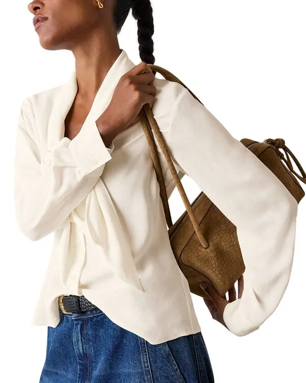 Whistles Tie Neck Crepe Blouse