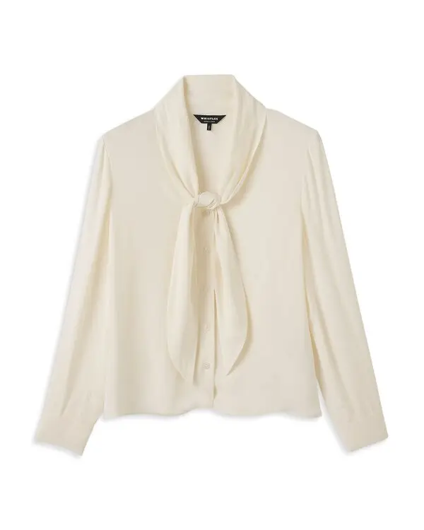 Whistles Tie Neck Crepe Blouse
