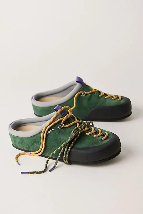 HIKE ROOM Ever Rest Slip-on Mules - Pine Green