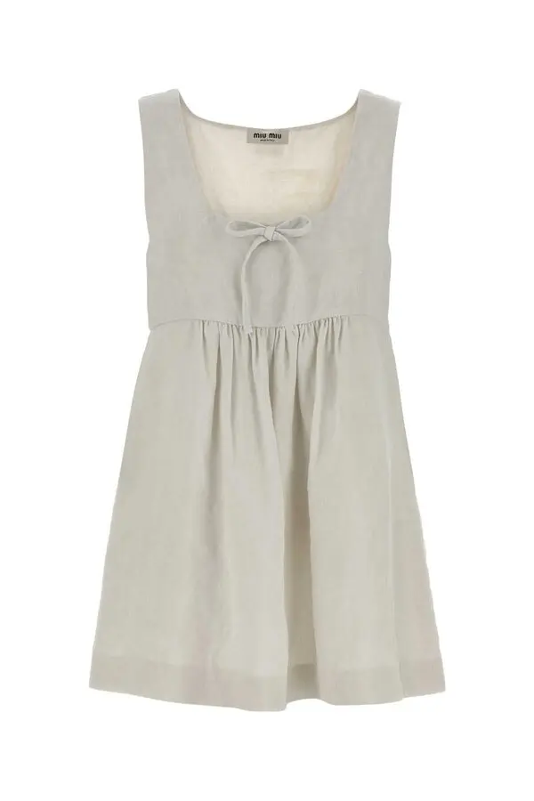 Miu Miu Lightweight Linen Mini Dress For - Grey