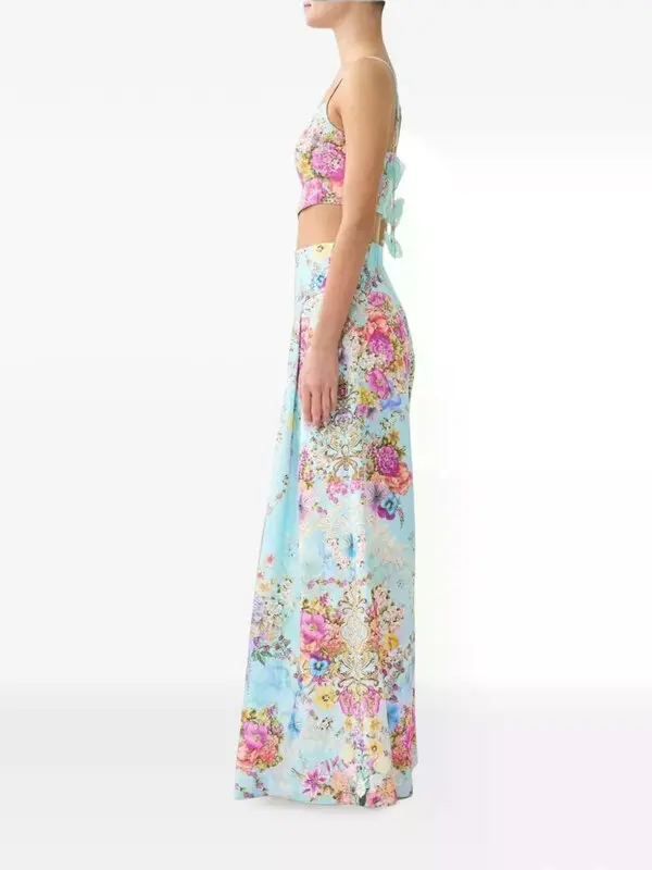 Camilla Floral-print Corset-waist Trousers