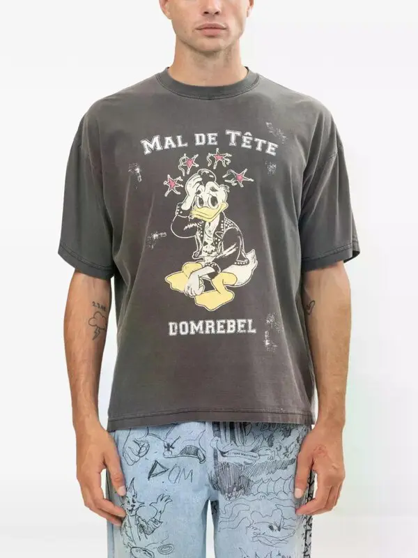 DOMREBEL Graphic-print Cotton T-shirt - Grey