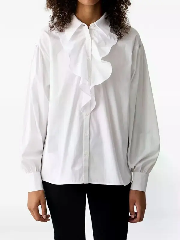 Luisa Spagnoli Loriana Ruffled-trim Long-sleeve Shirt