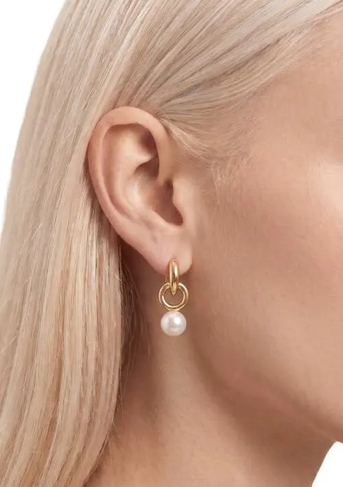 AREA STARS Anisha Pearl Circle Drop Earrings