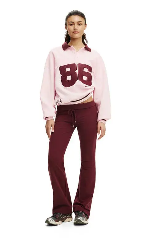 Cotton:on Active Plush Oversized Rugby Sweatshirt - Cherry Dream